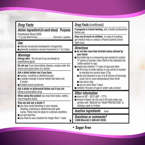 MiraLAX Powder Laxative 20 oz 2 Pack, 68 Doses – J BETTER